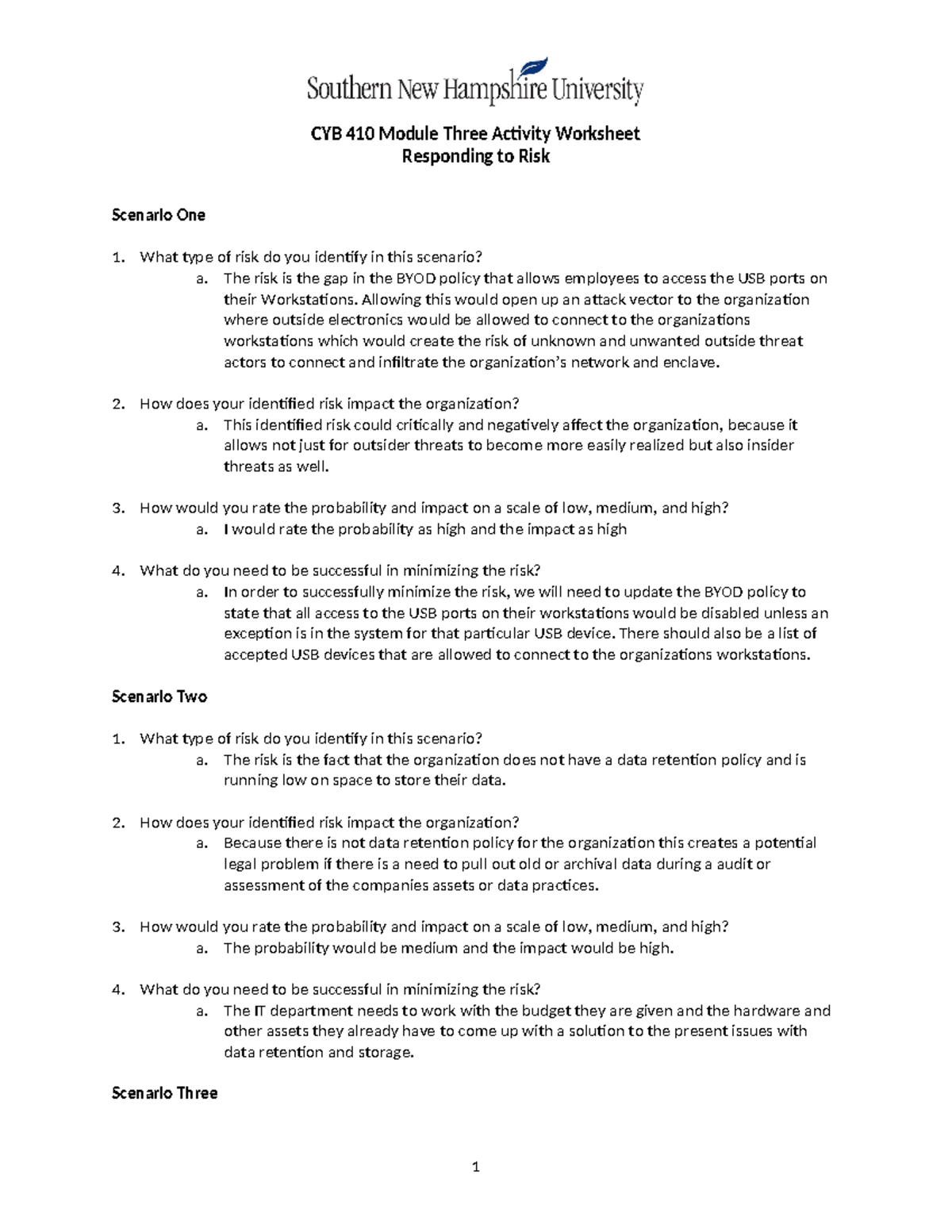 CYB 410 Module Three Activity Worksheet - CYB 410 Module Three Activity ...