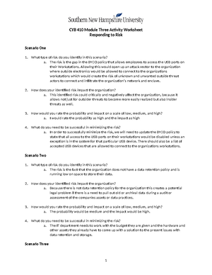 CYB 410 Project One - February 22, 2024 Risk Management Planning ...