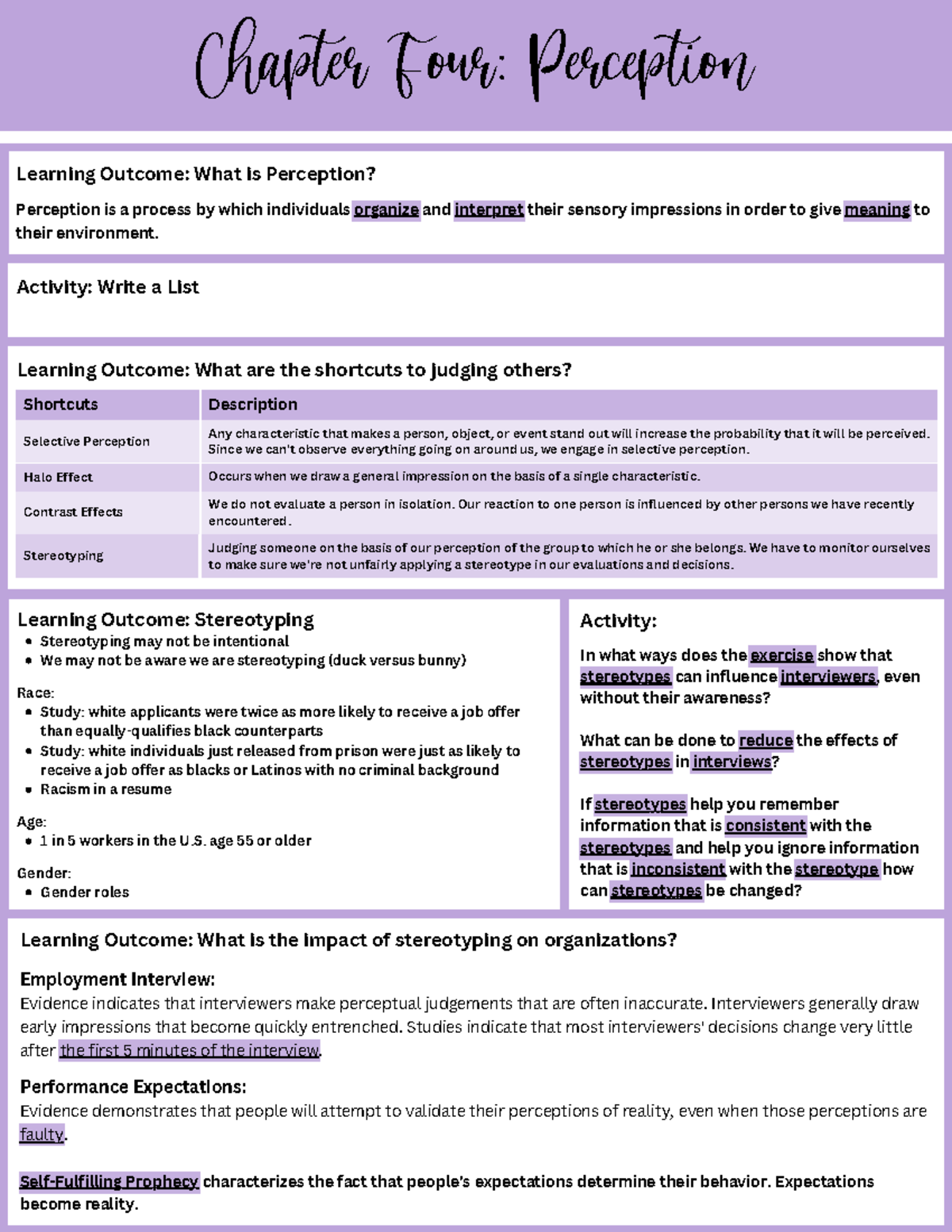 Chapter 4 Perception and Diversity - Chapter Four: Perception Learning Outcome: What is ...