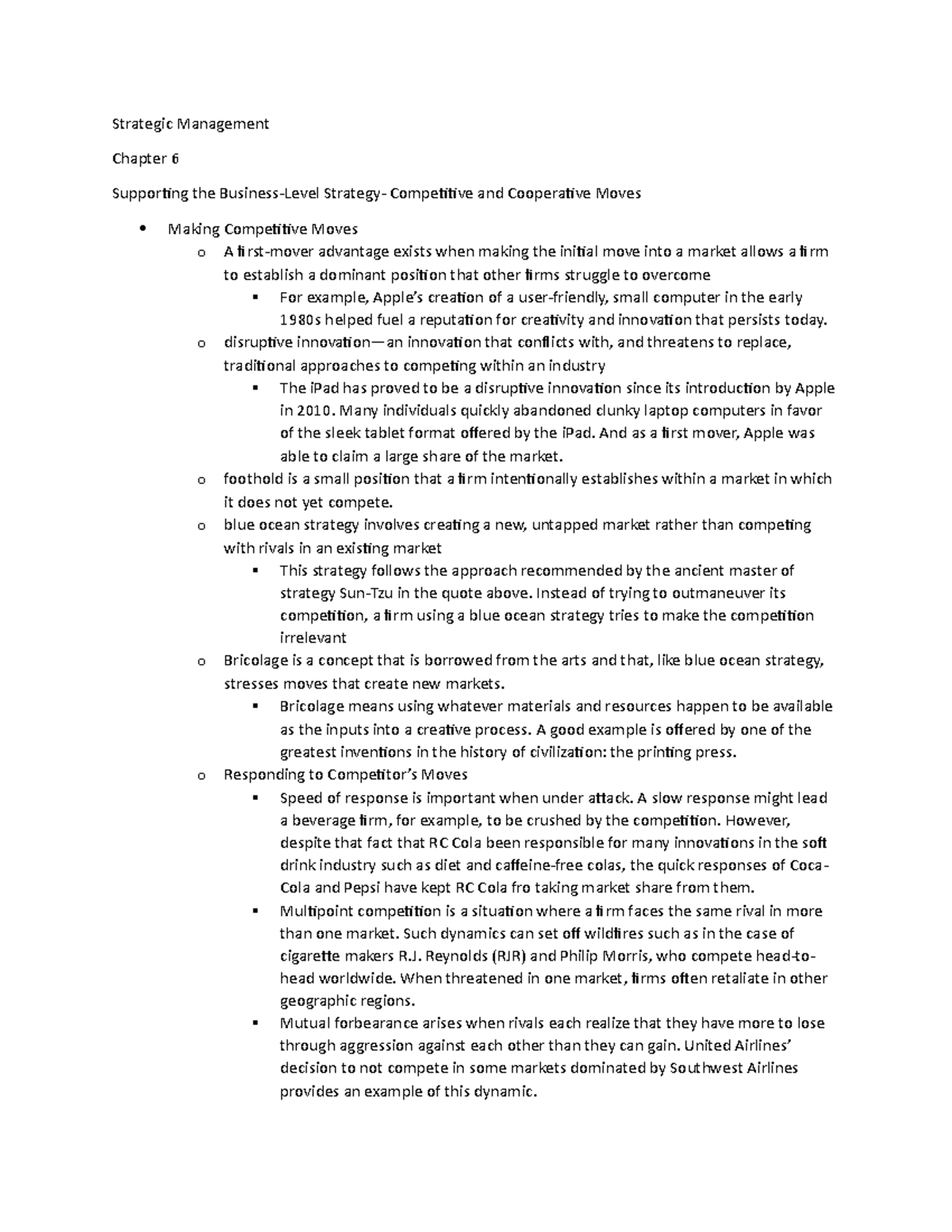 Strategic Management Ch 6 - Strategic Management Chapter 6 Supporting ...