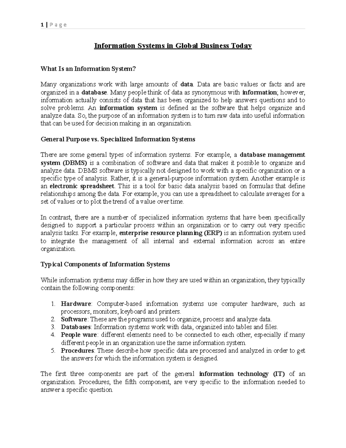 MBA MIS 1 Docx - Management information systems - Information Systems ...