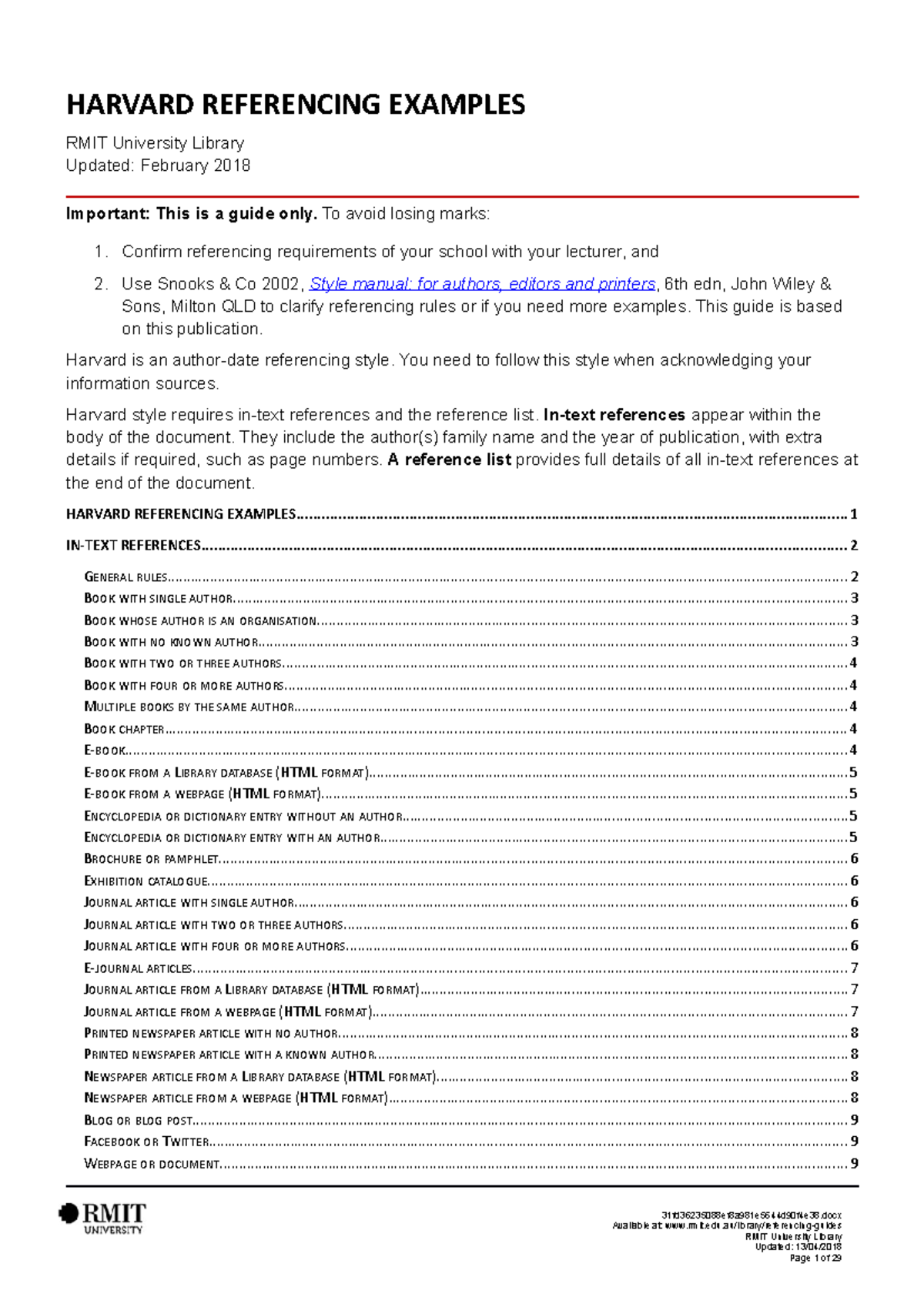 Harvard-referencing-examples - HARVARD REFERENCING EXAMPLES RMIT ...