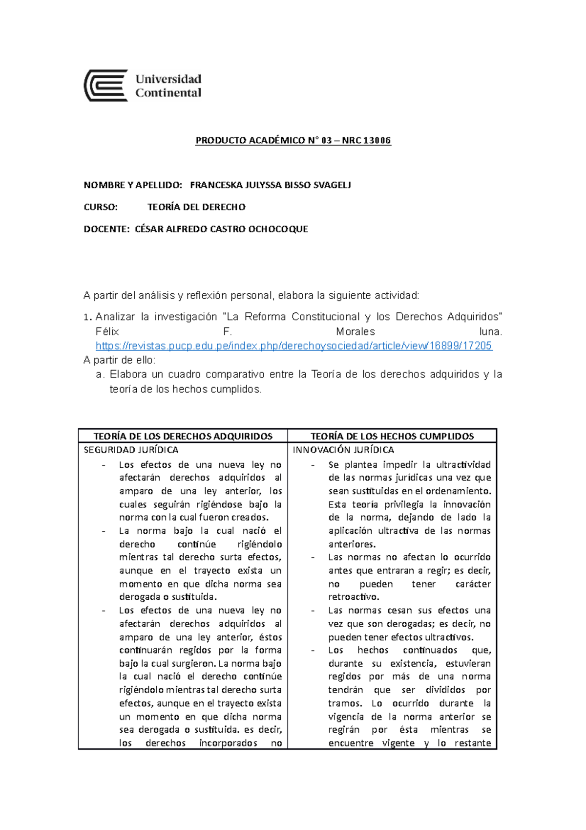 Producto Académico N 3 -t del derecho - PRODUCTO ACADÉMICO N° 03 – NRC 13006 NOMBRE Y APELLIDO ...