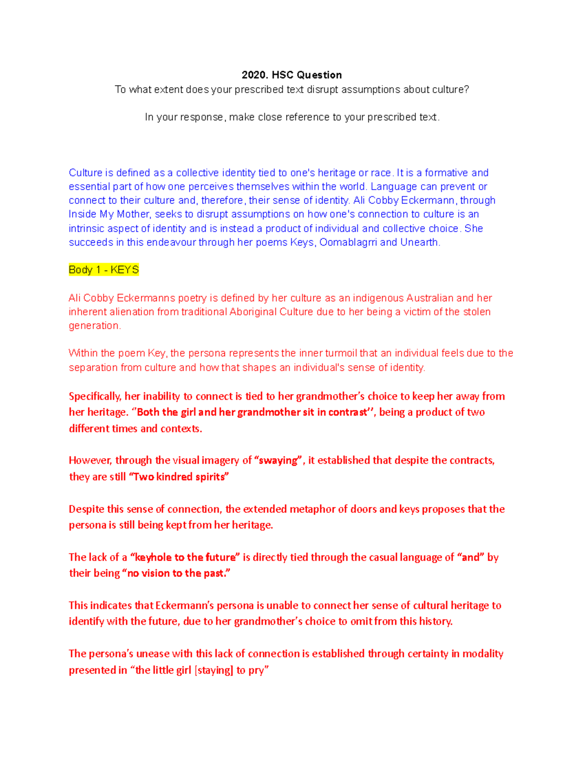 Module A Optional Practice Question - 2020. HSC Question To what extent ...