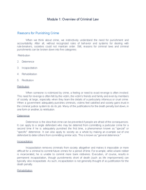 1113 - course notes, text book notes ect - I. Fundamentals In criminal ...