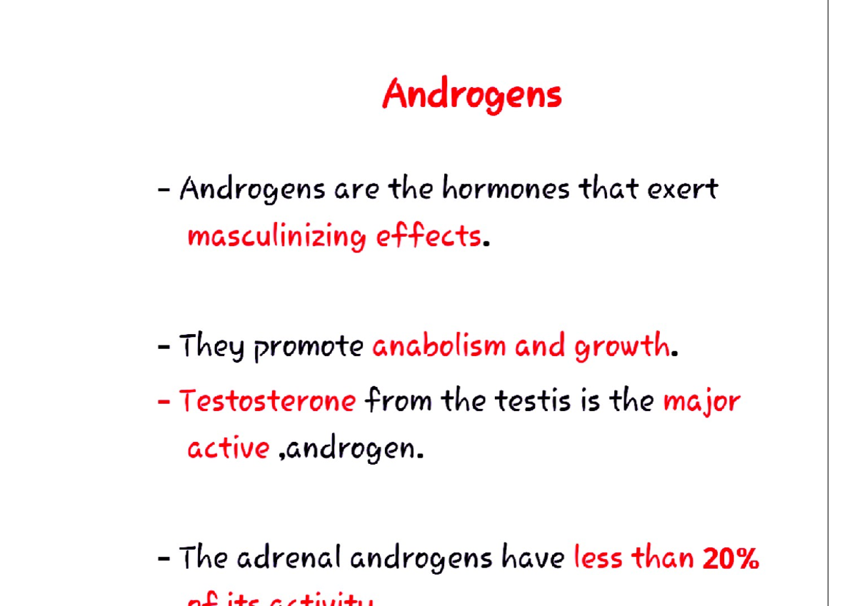 Adrenal androgens - Physiology and Endocrinology - Studocu