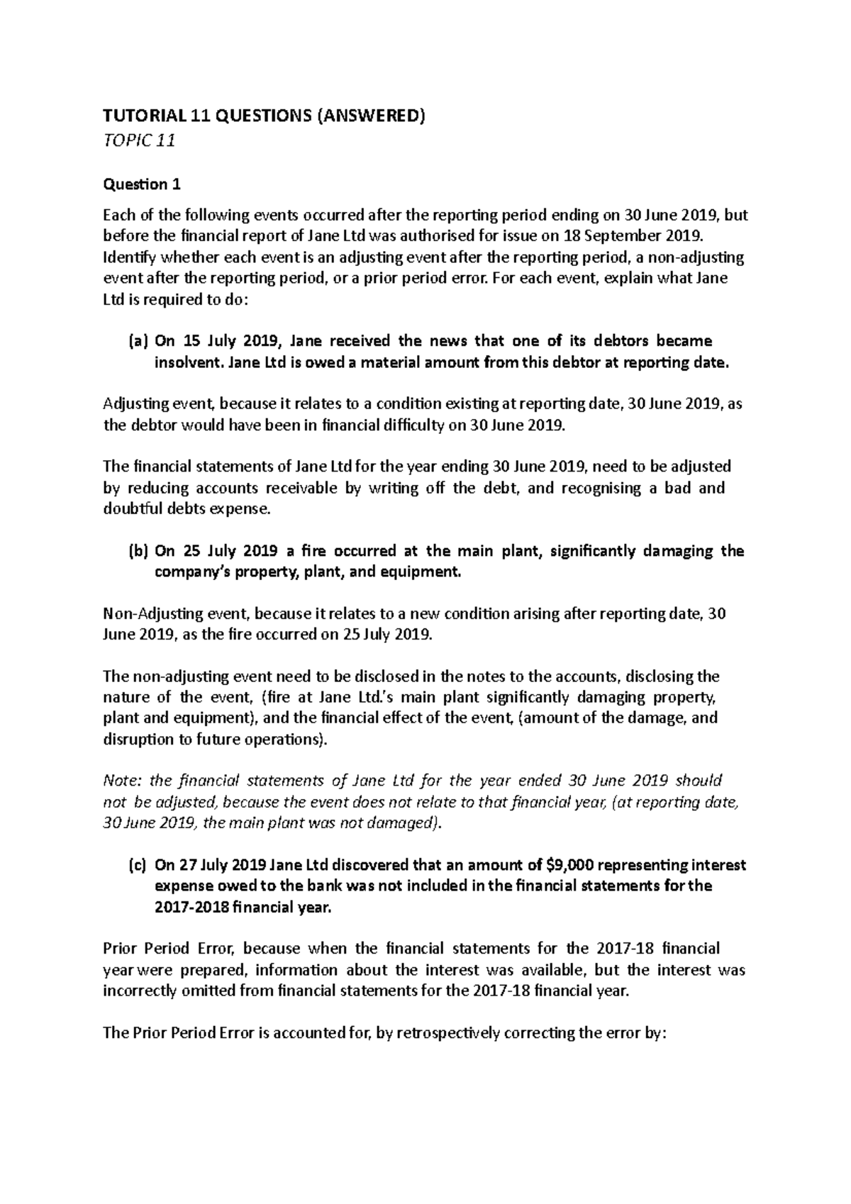 Tutorial 11 Practice Questions - TUTORIAL 11 QUESTIONS (ANSWERED) TOPIC ...