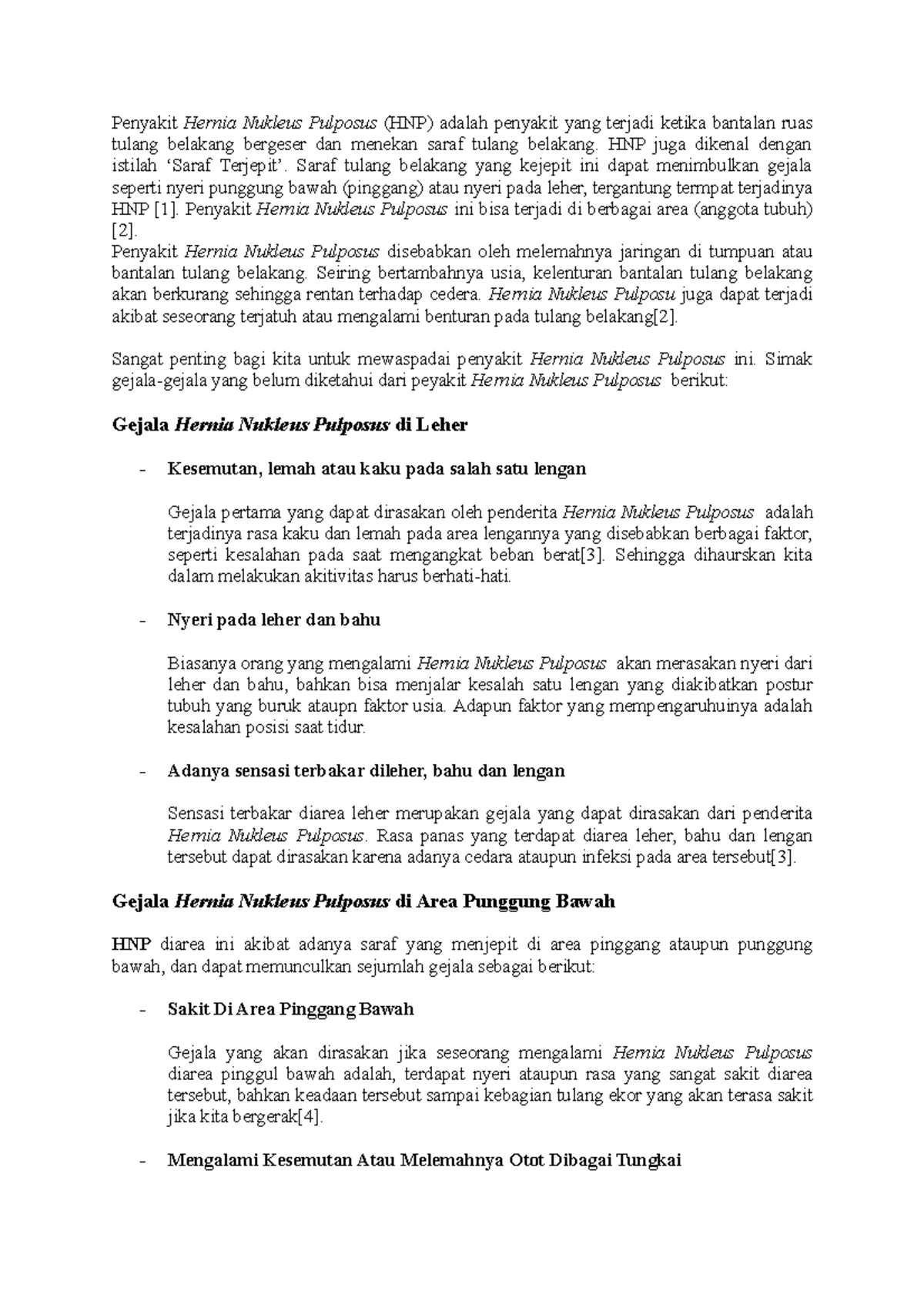 Penyakit Hernia Nukleus Pulposus - HNP juga dikenal dengan istilah ...