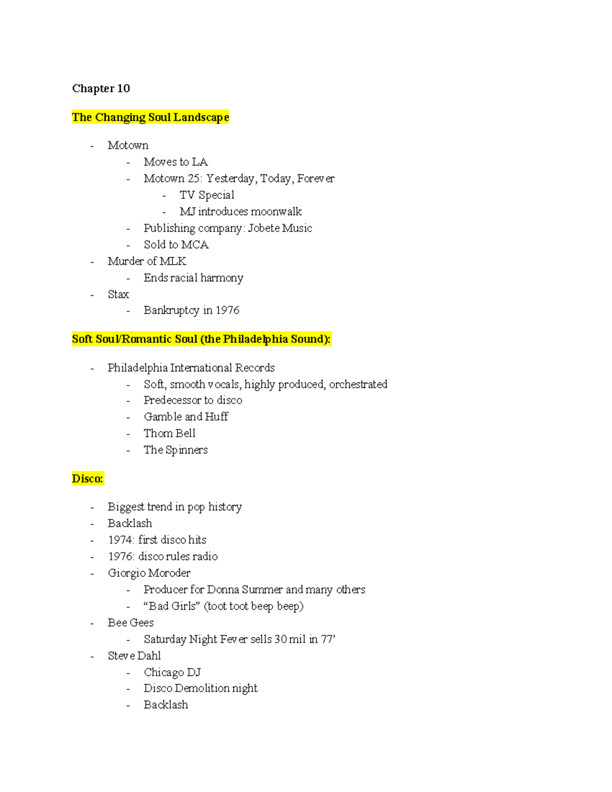 History of Rock Test 5 Study Guide - Chapter 10 The Changing Soul ...