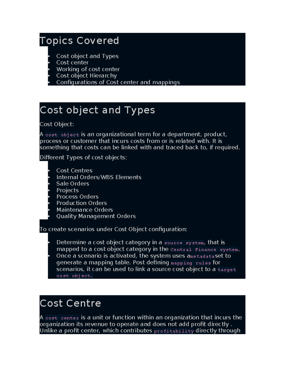 SAP Concur Modules - Expense Administration - P2 - Topics Covered Cost ...