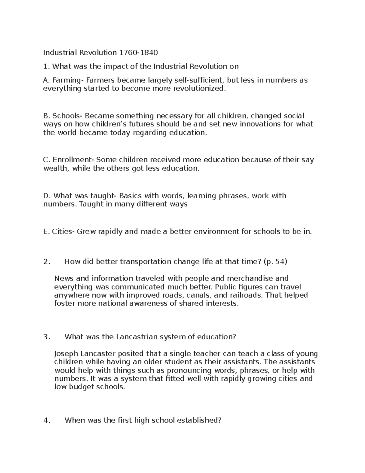 Chapter 2 notes - scdacdcd - Industrial Revolution 1760- What was the ...