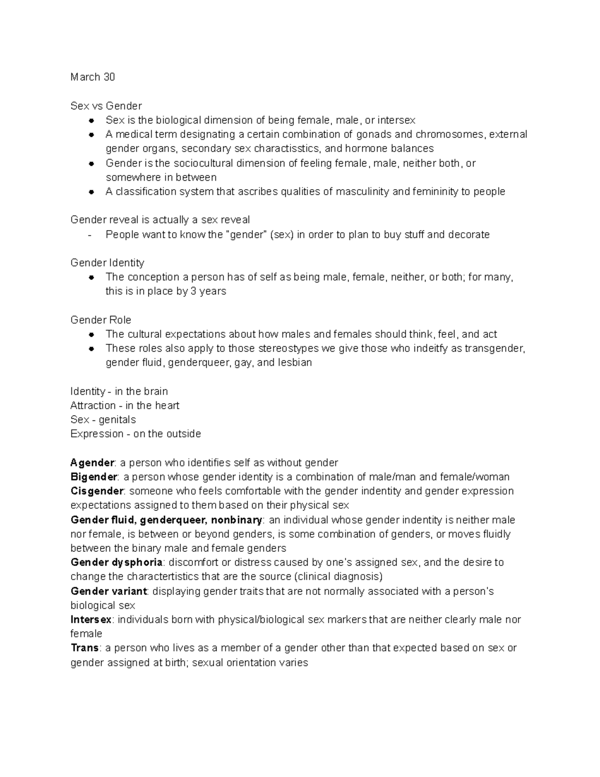 Test 3 notes - Professor Molly Countermine - virtual course - March 30 ...