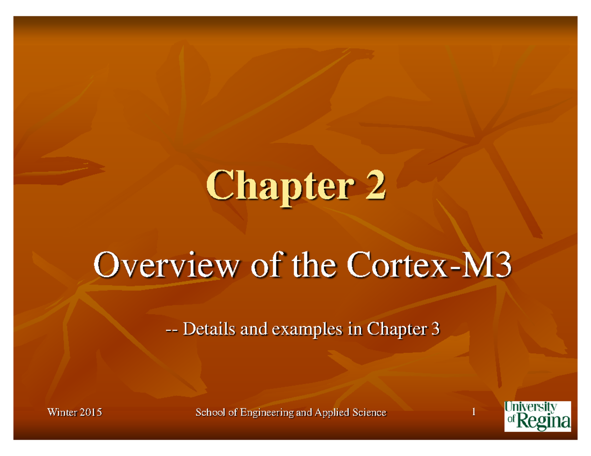 Chapter 2 - Chapter Overview of the Cortex-M - Details and examples in ...