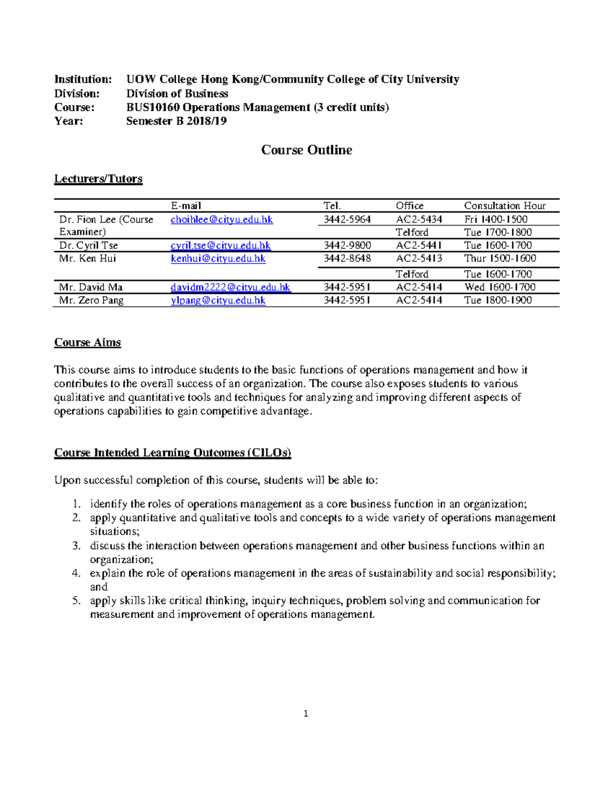 2018 19 B+BUS10160+Course+Outline+v2 - Institution: Division: Course ...