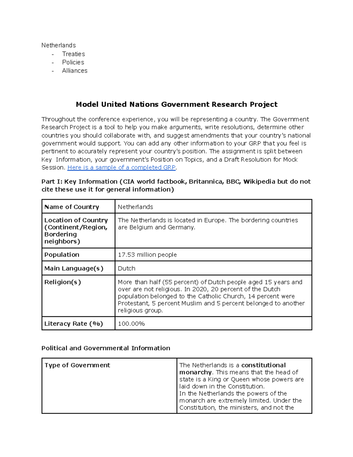 Model UN ( Netherlands) - Netherlands - Treaties - Policies - Alliances ...