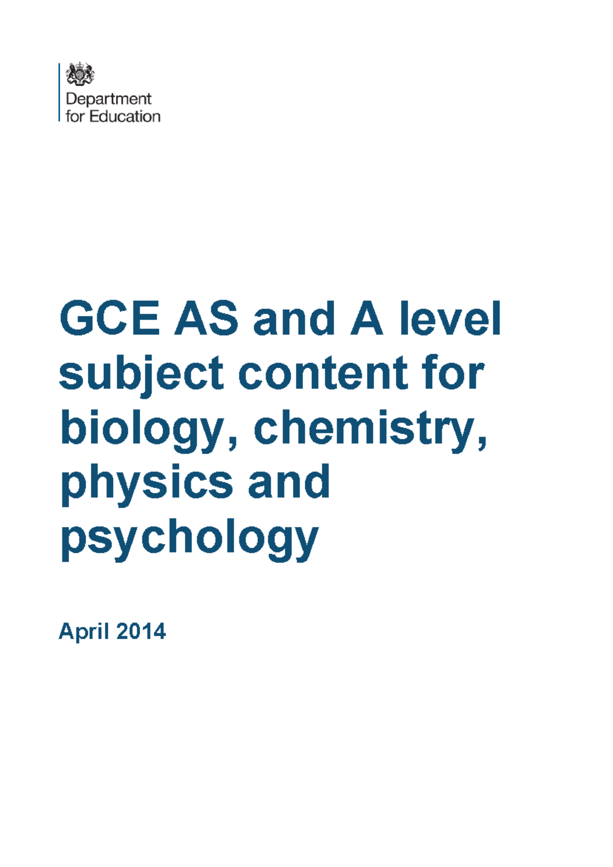 Science AS and level formatted - GCE AS and A level subject content for ...