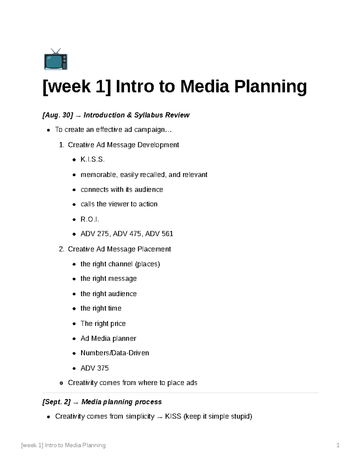 Edc0e2b5-716f-43eb-a66b-6188f504a131 week 1 Intro to Media Planning - è [week 1] Intro to Media ...