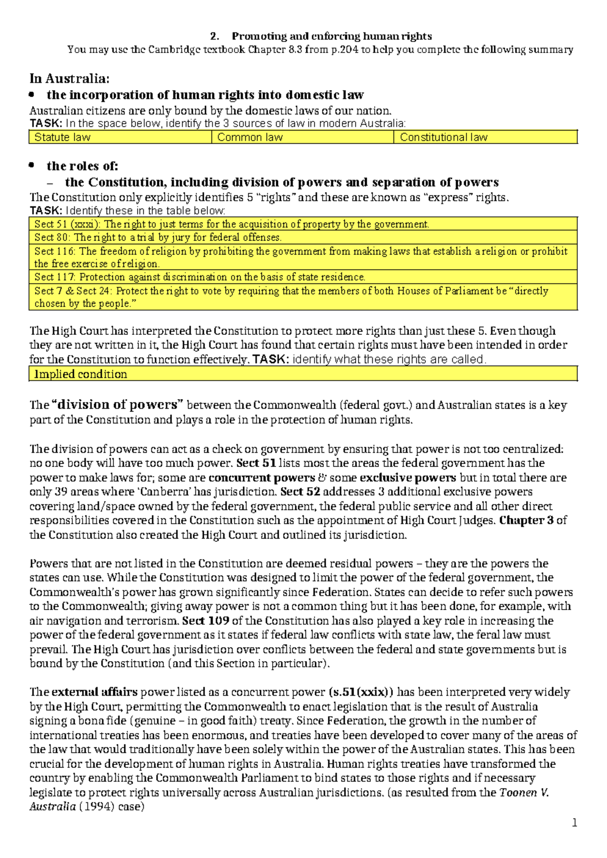 Human Rights in Australia - 2. Promoting and enforcing human rights You ...
