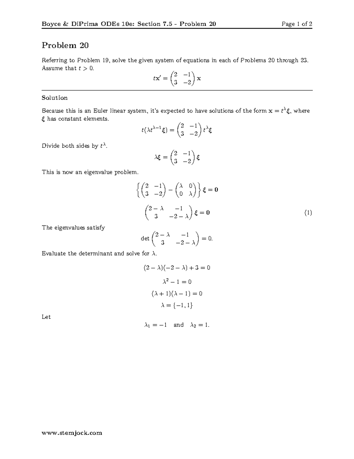 Boyce ODEch 7s5p20 - It will be helpfull - Boyce & DiPrima ODEs 10e ...