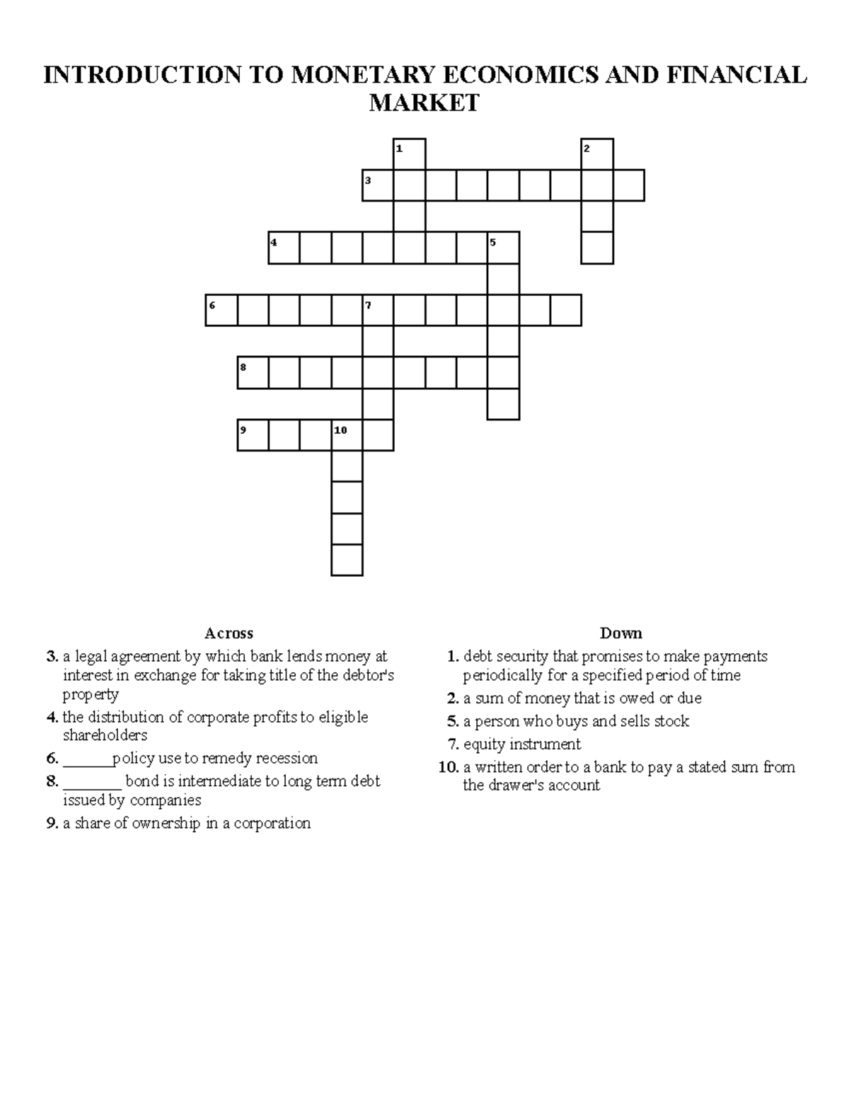 Introduction-to-monetary-economics-and-financial-market (game chap 2 ...