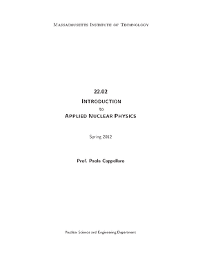 Lecture notes, lectures 5 - 8 - 8. Applications of Nuclear Science 8 ...