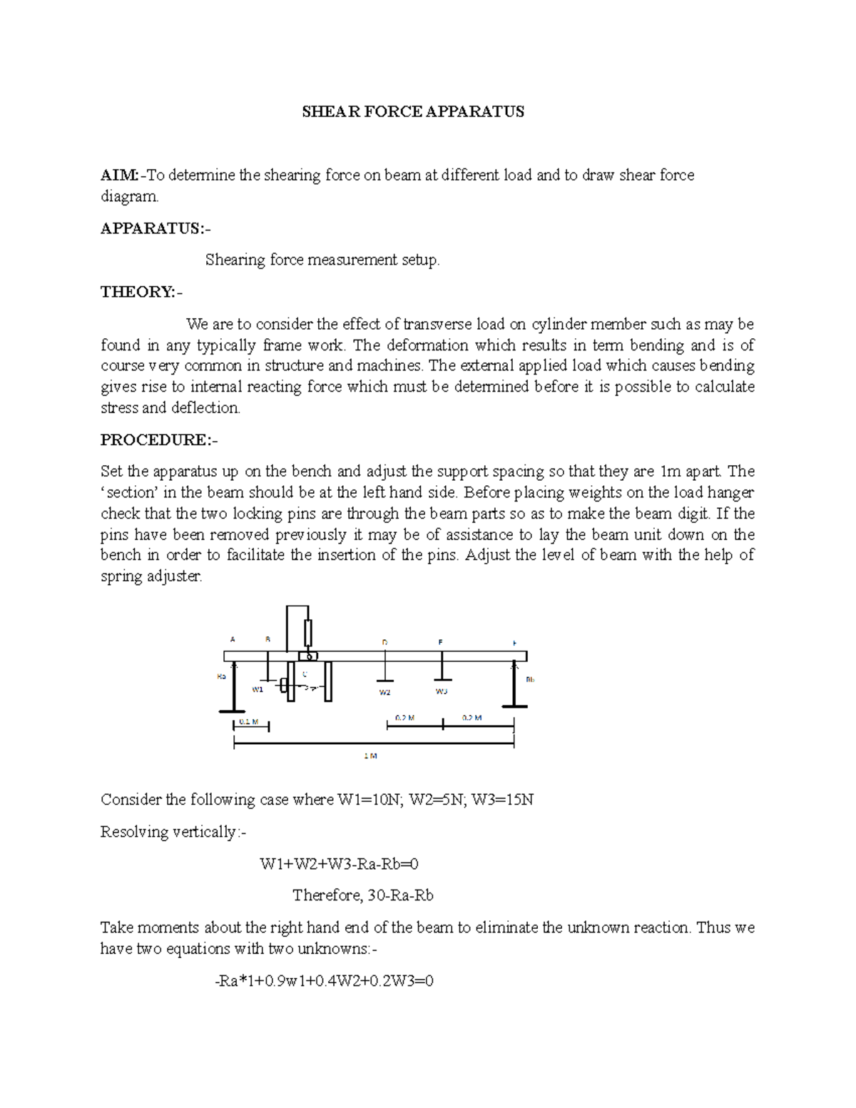 Shear Force Apparatus - Engineering Graphics - Studocu
