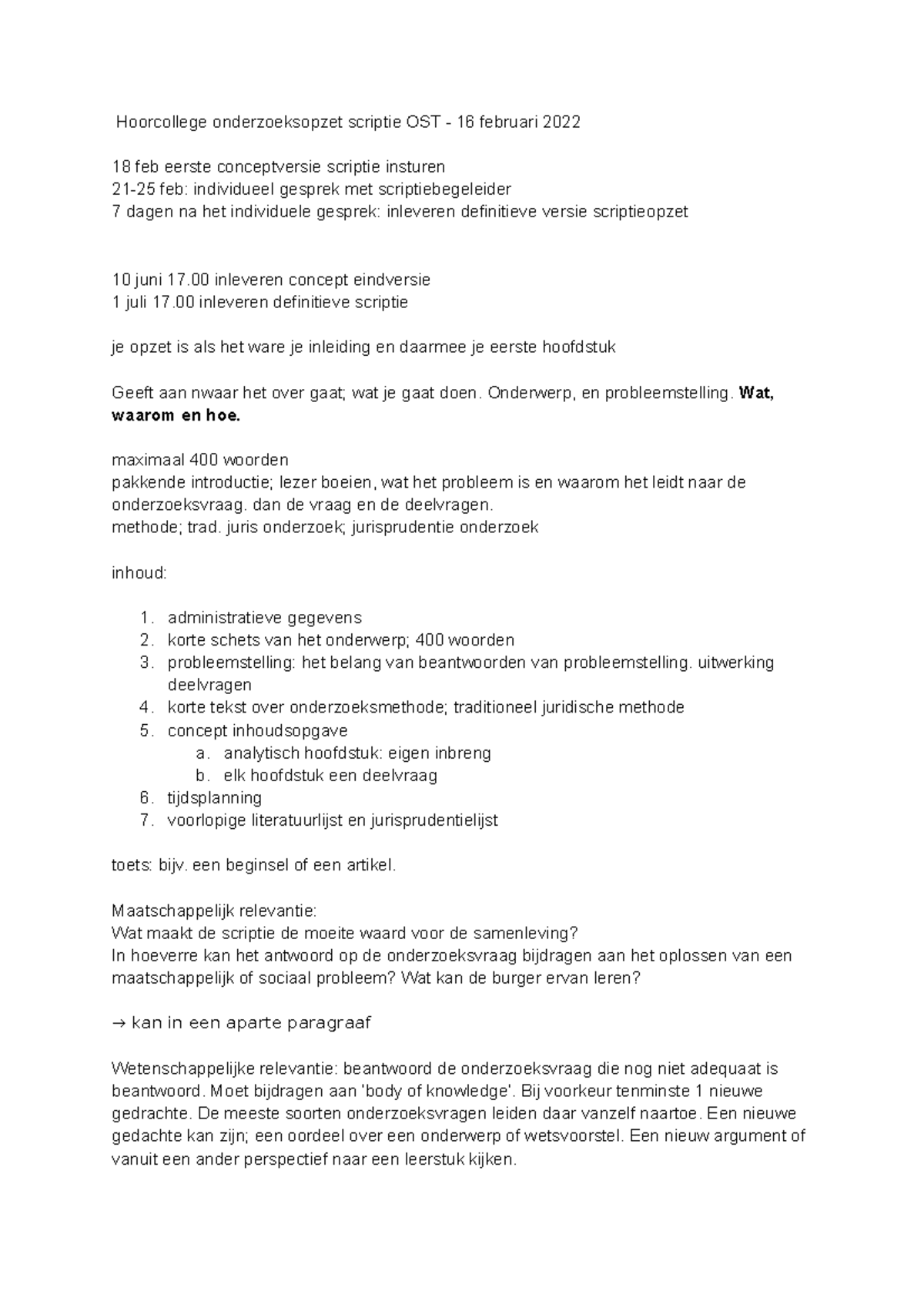 Hoorcollege onderzoeksopzet scriptie OST - 16 februari 2022 ...