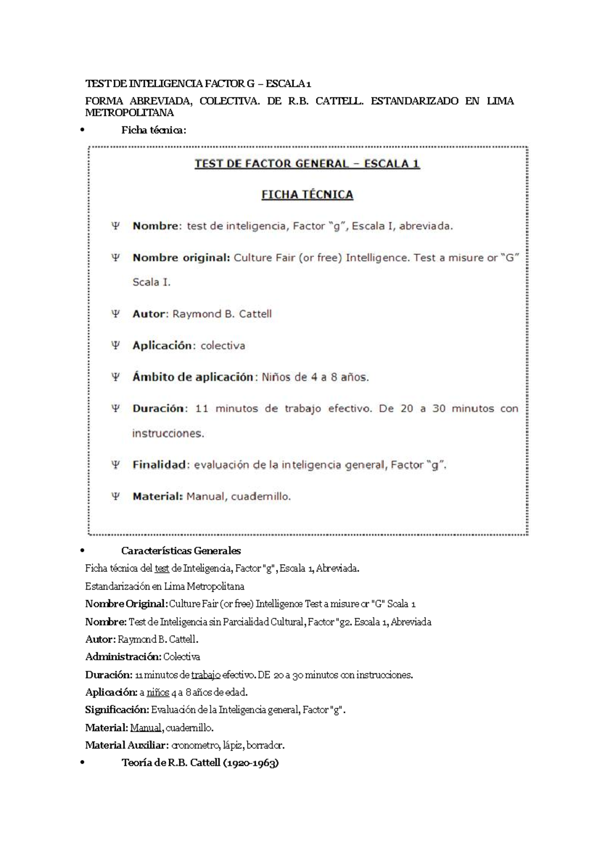 TEST DE Inteligencia Factor G Escala 1 a - TEST DE INTELIGENCIA FACTOR ...