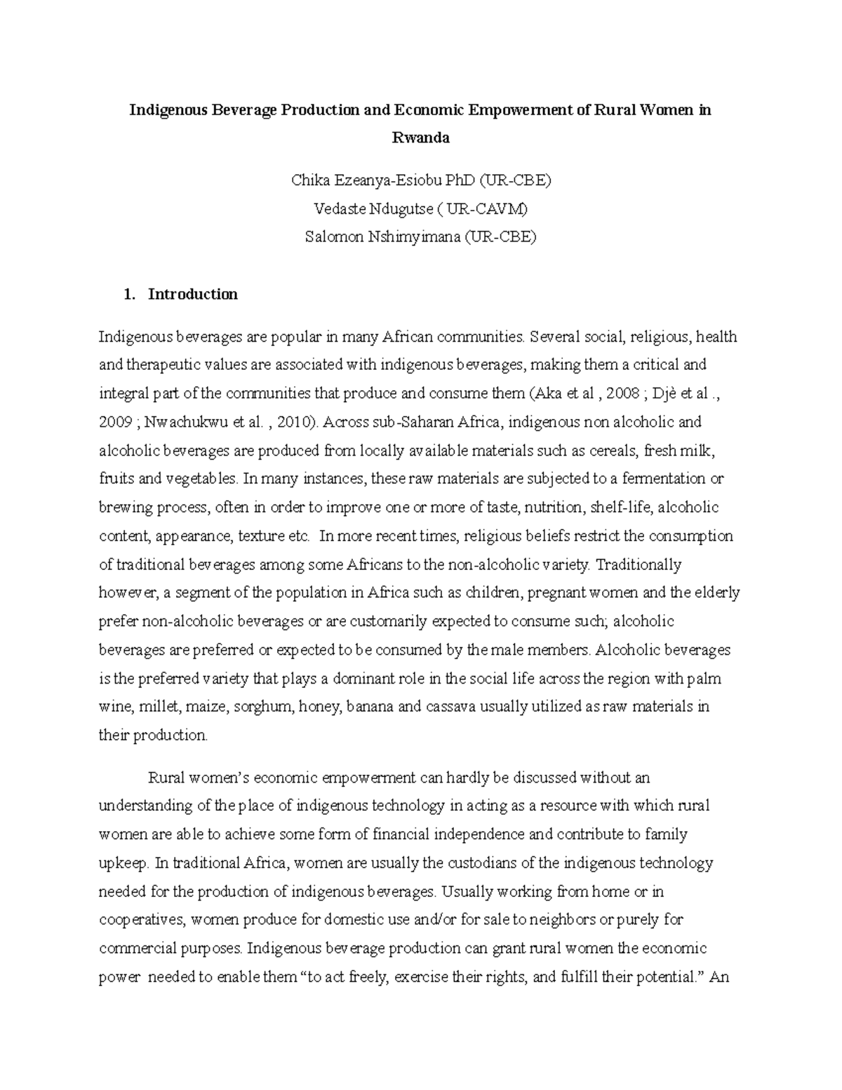 Untitled - ESSAY. - Indigenous Beverage Production and Economic ...