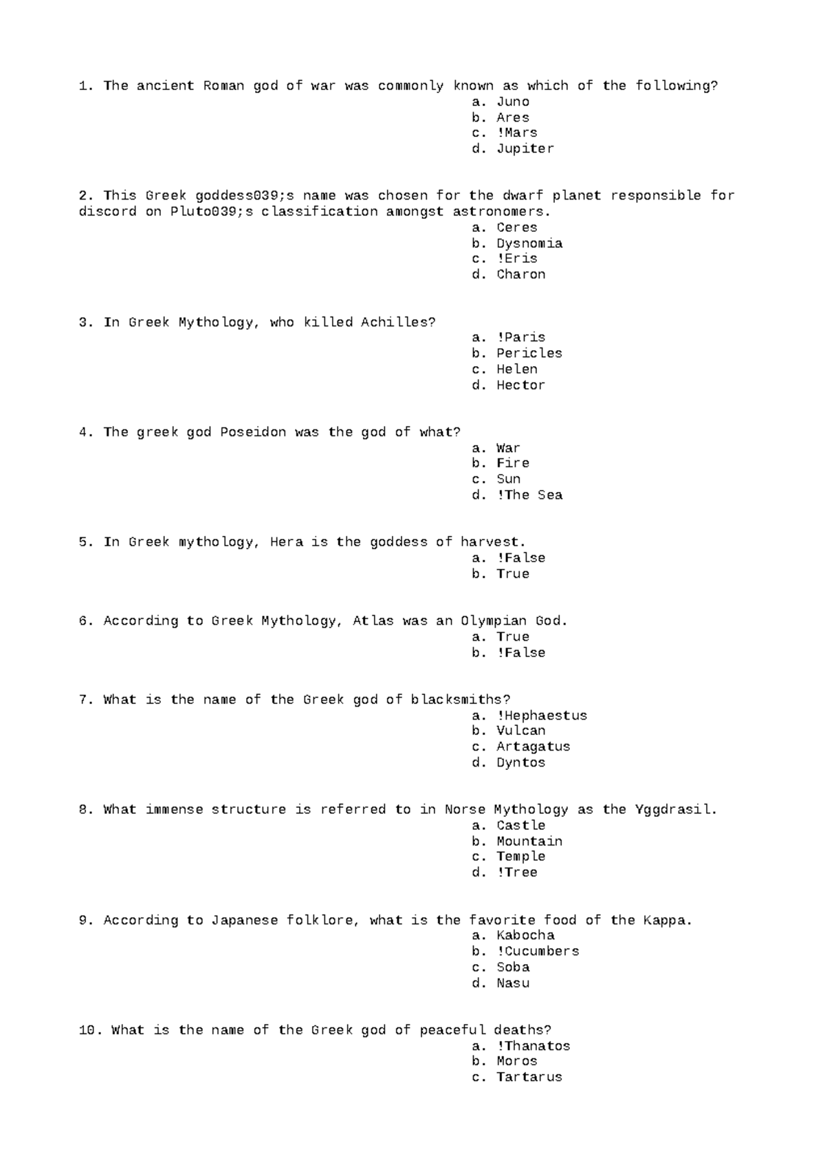 FIN247 Final 4 - Practice materials - The ancient Roman god of war was ...