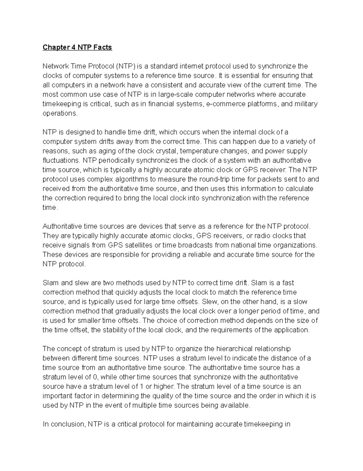 Chapter 4 NTP Facts - Chapter 4 NTP Facts Network Time Protocol (NTP ...
