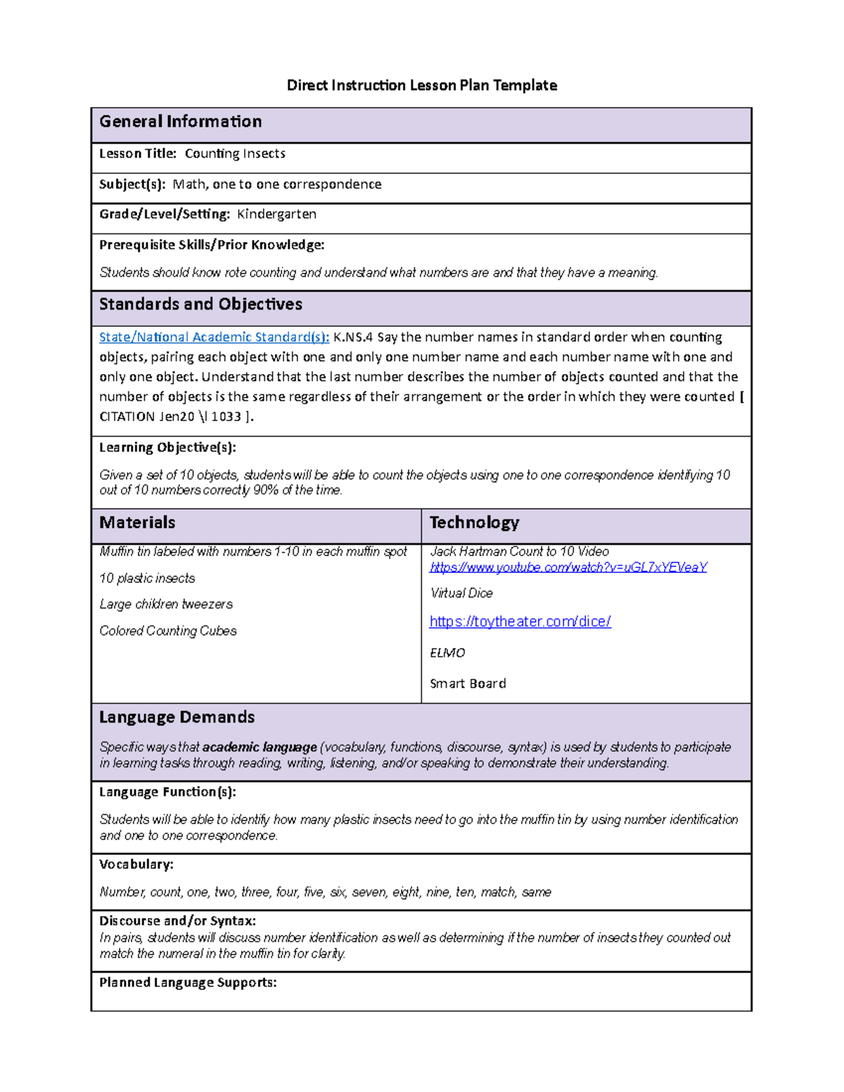 Math Methods Task - C381 Task - Direct Instruction Lesson Plan Template General Information ...