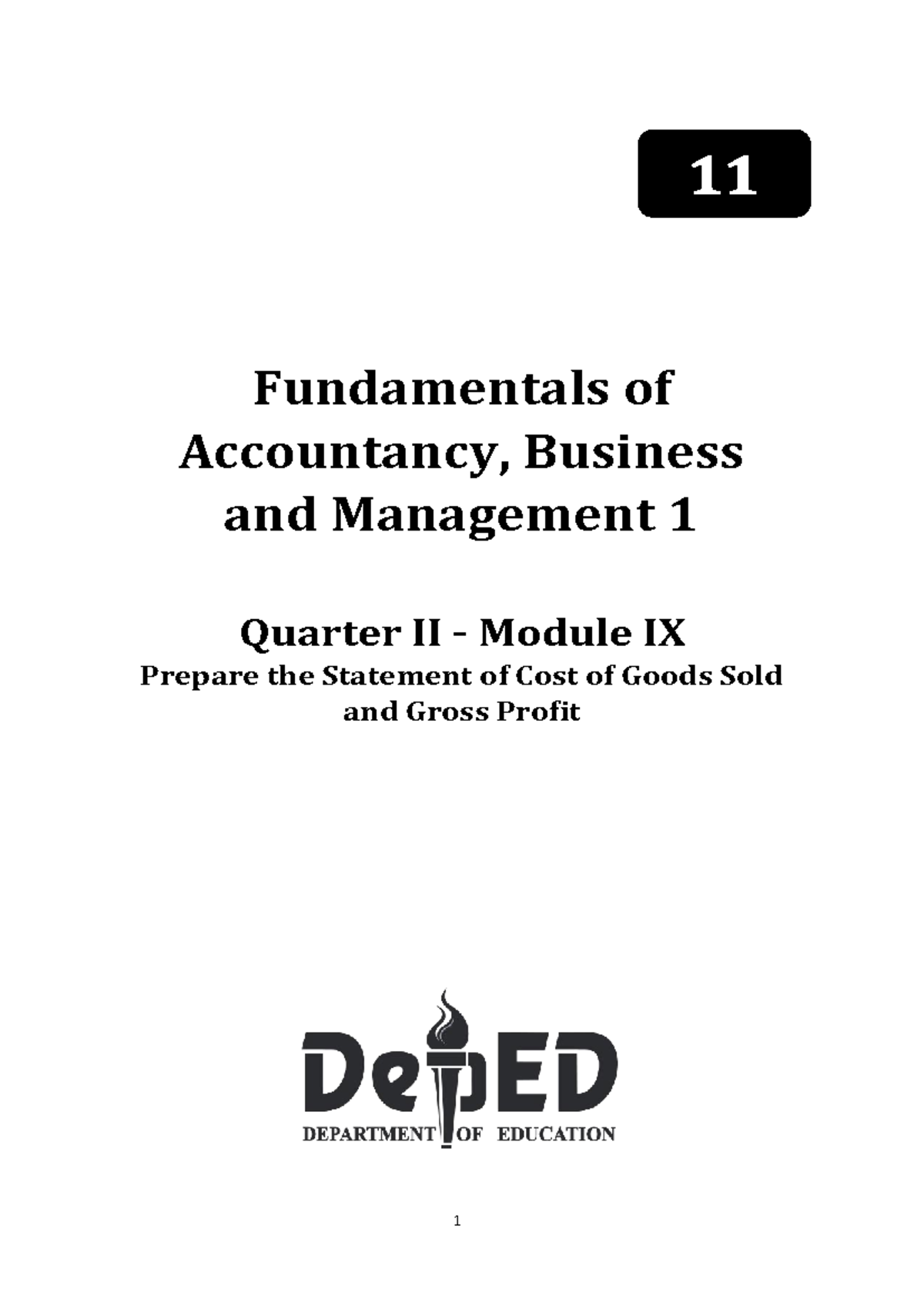 FABM1 Q2 Module 9 - notes - Fundamentals of Accountancy, Business and ...