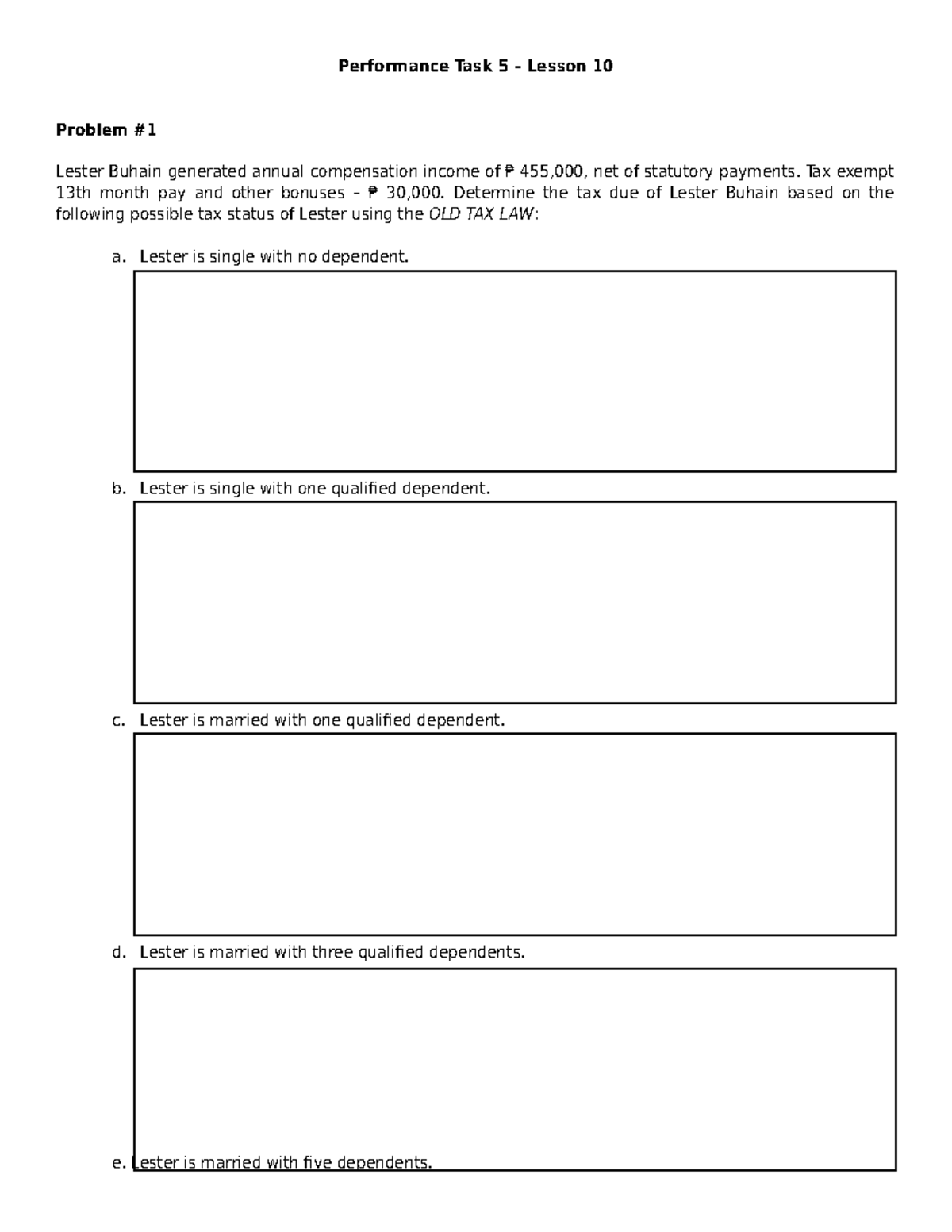 Performance Task 5 - Lesson 10 - Performance Task 5 – Lesson 10 Problem ...