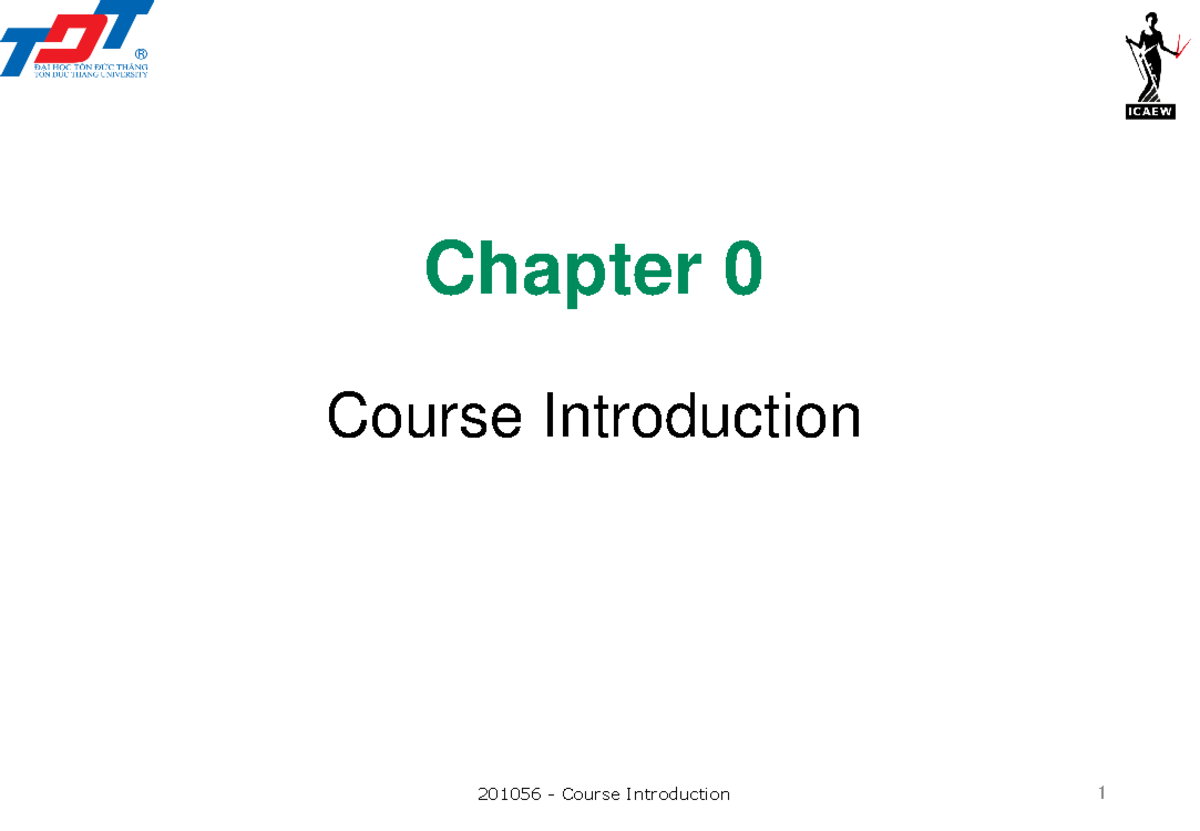 Chapter 0 - Subject Introduction and Overview - Chapter 0 Course Introduction 1 Assurance (ICAEW ...