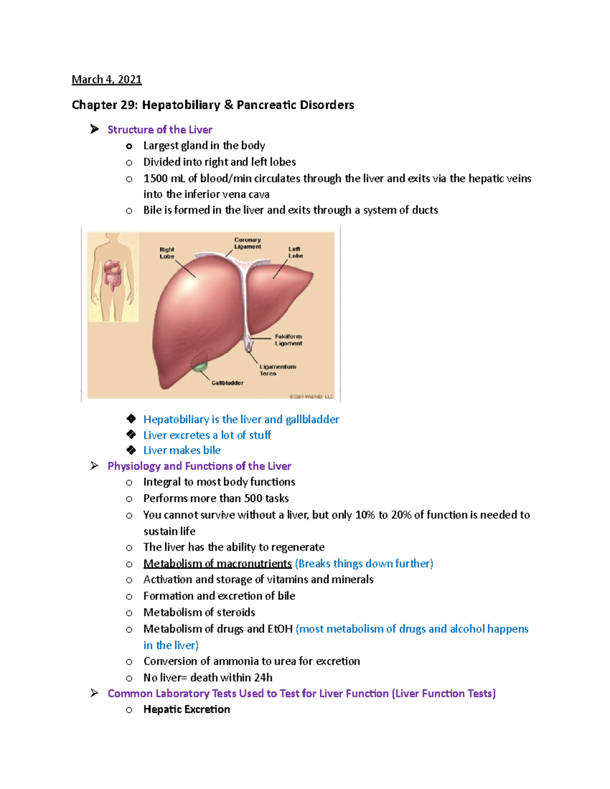 Chapter 29- Hepatobiliary & Pancreatic Disorders - March 4, 2021 ...