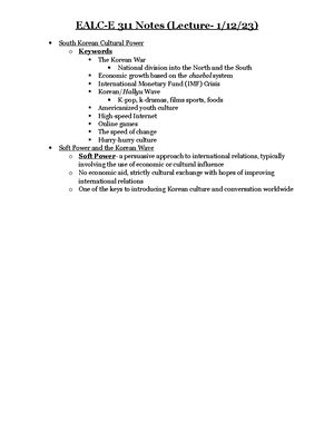 EALC-E 311 Notes (Lecture- 020223) - EALC-E 311 Notes (Lecture- 2/2/23 ...