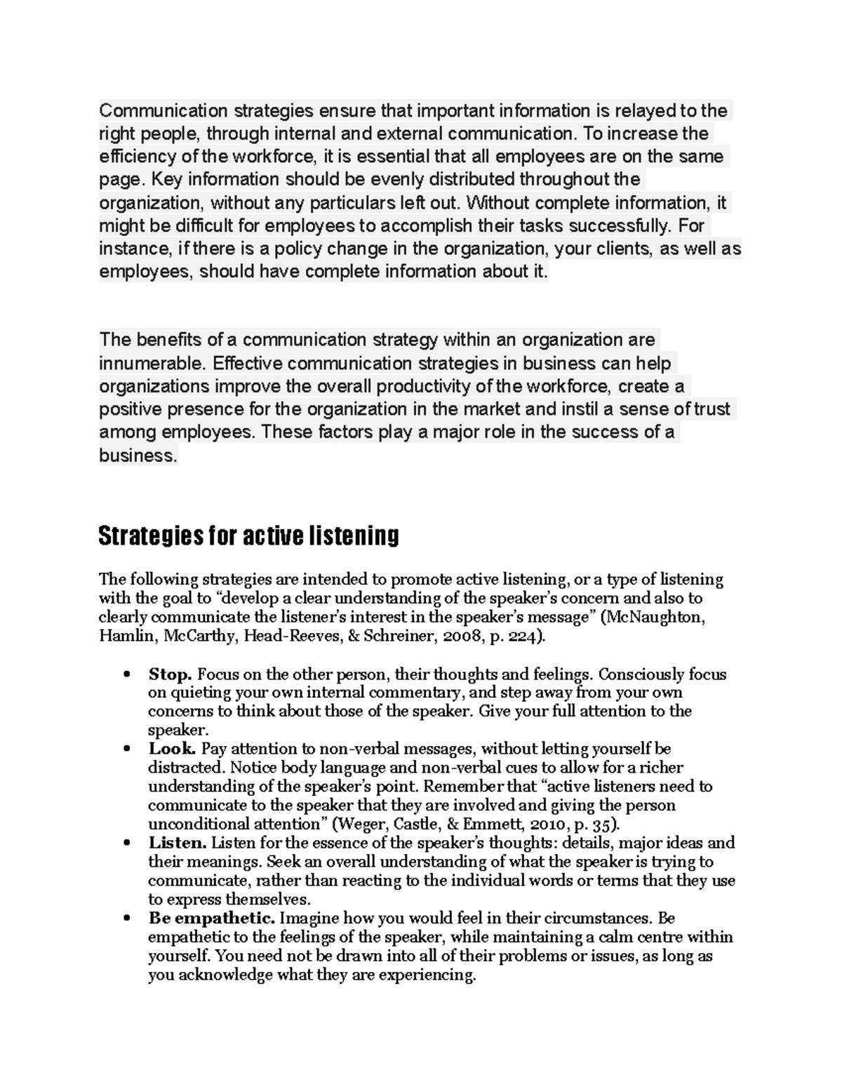 Communication strategies ensure that important information is relayed ...