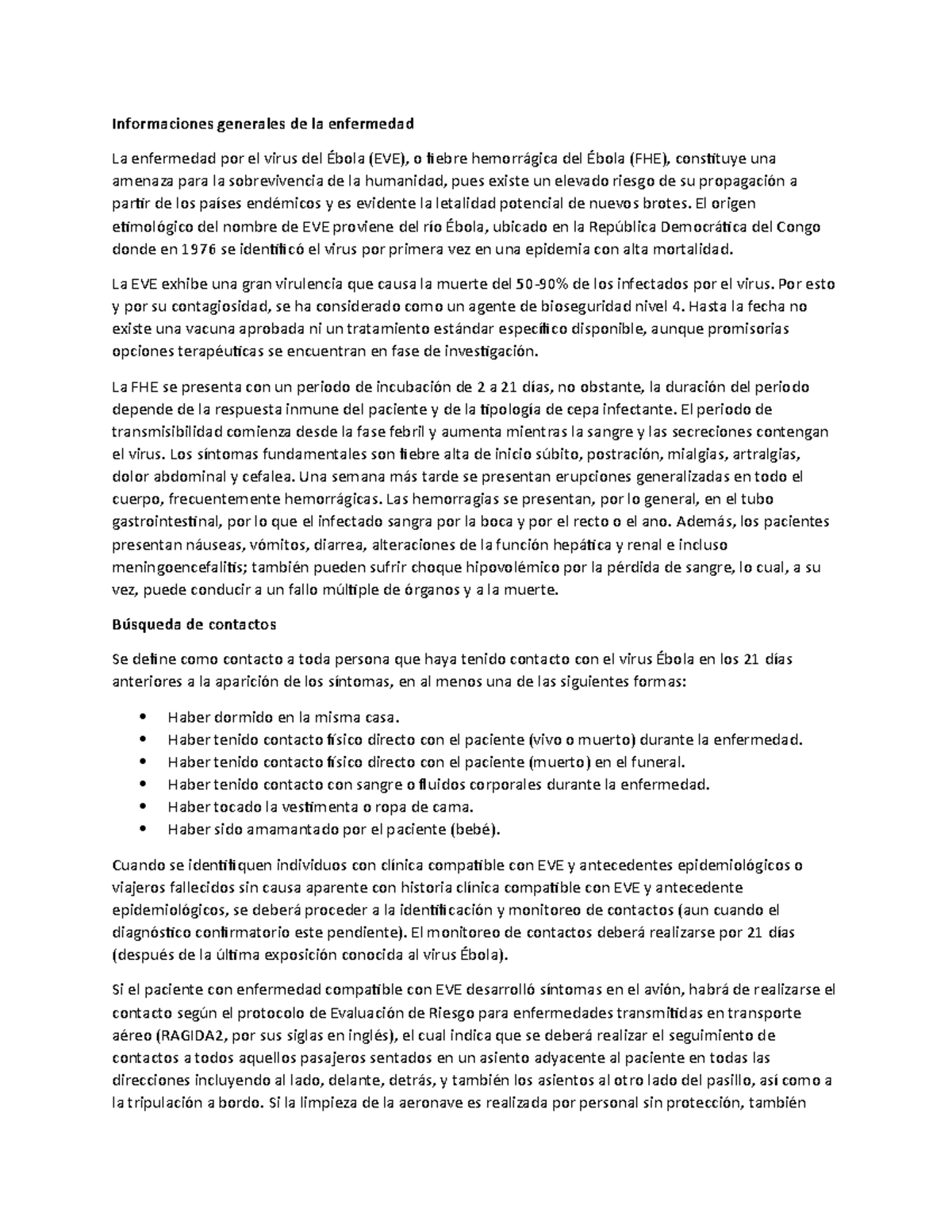 Informaciones generales de la enfermedad Ebola - Informaciones ...