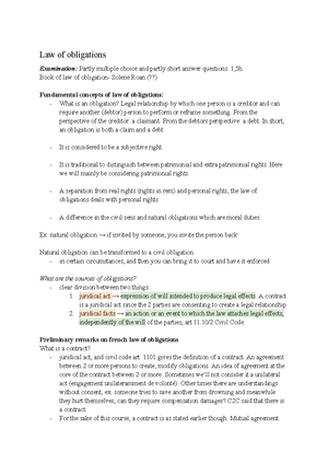 French Law of Obligations - French Law of Obligations Preliminary ...