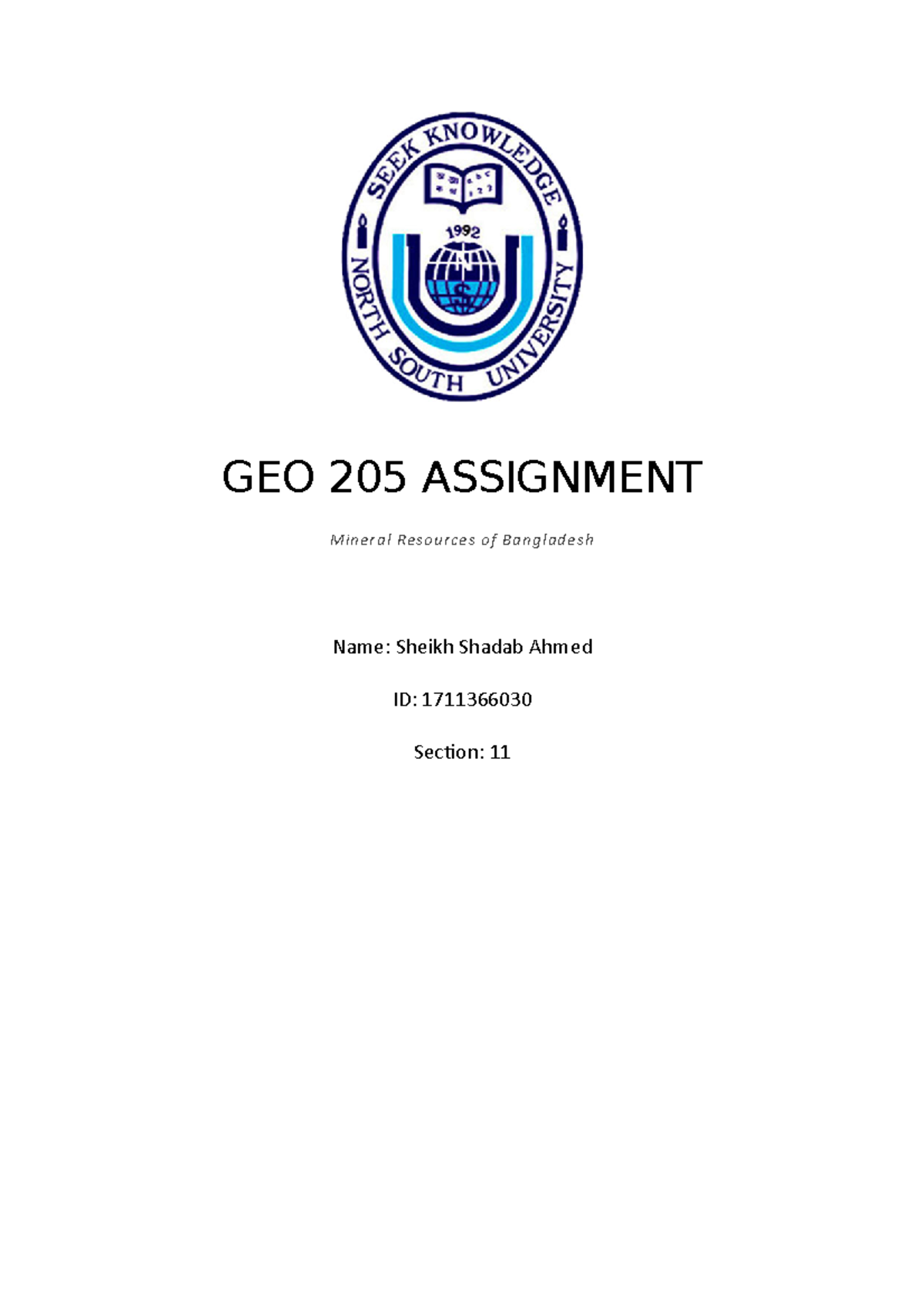 Geo Assignment- Mineral Resources - GEO 205 ASSIGNMENT Mineral ...