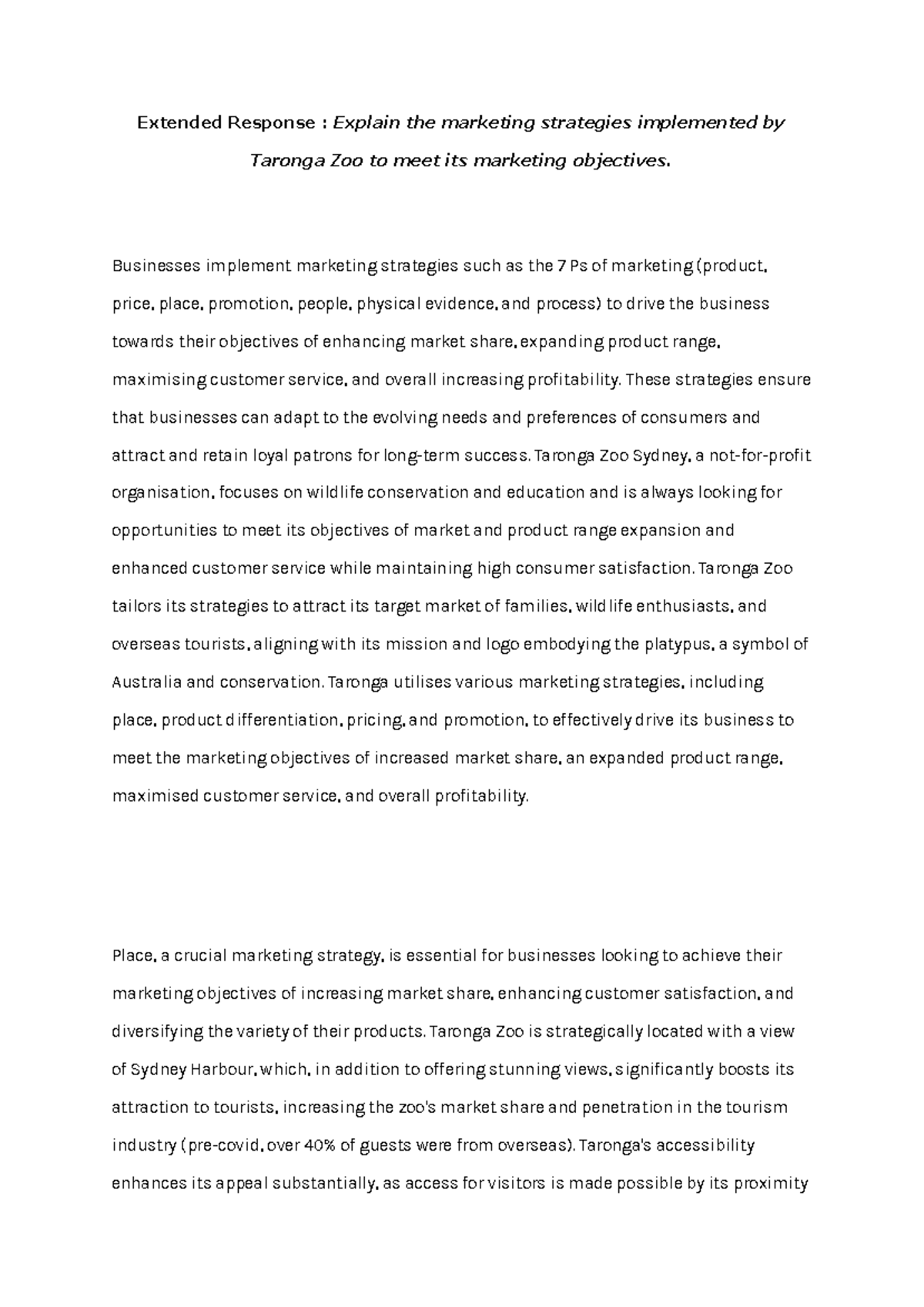 BUsiness - Google Docs - Marketing assignment - case study IKEA or Taronga Zoo - Extended ...