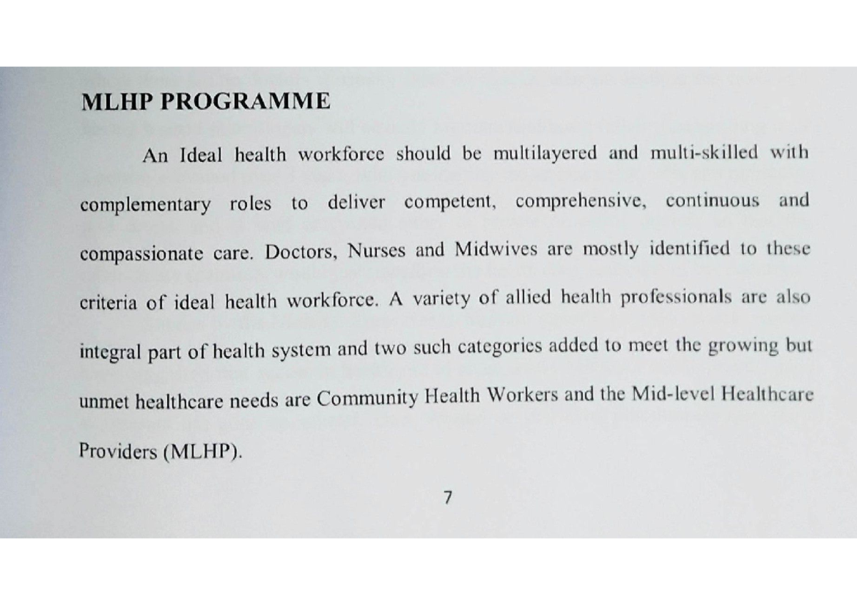 MLHP-Mid Level Health Provider - Bsc nursing - Studocu