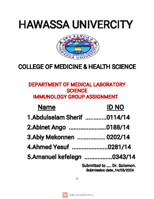 G4 updated Immunology assignment - Immune response to fungal infection Introduction When fungal ...