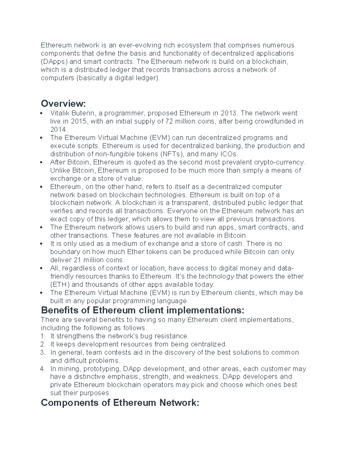 Components OF Ethereum - Ethereum network is an ever-evolving rich ...