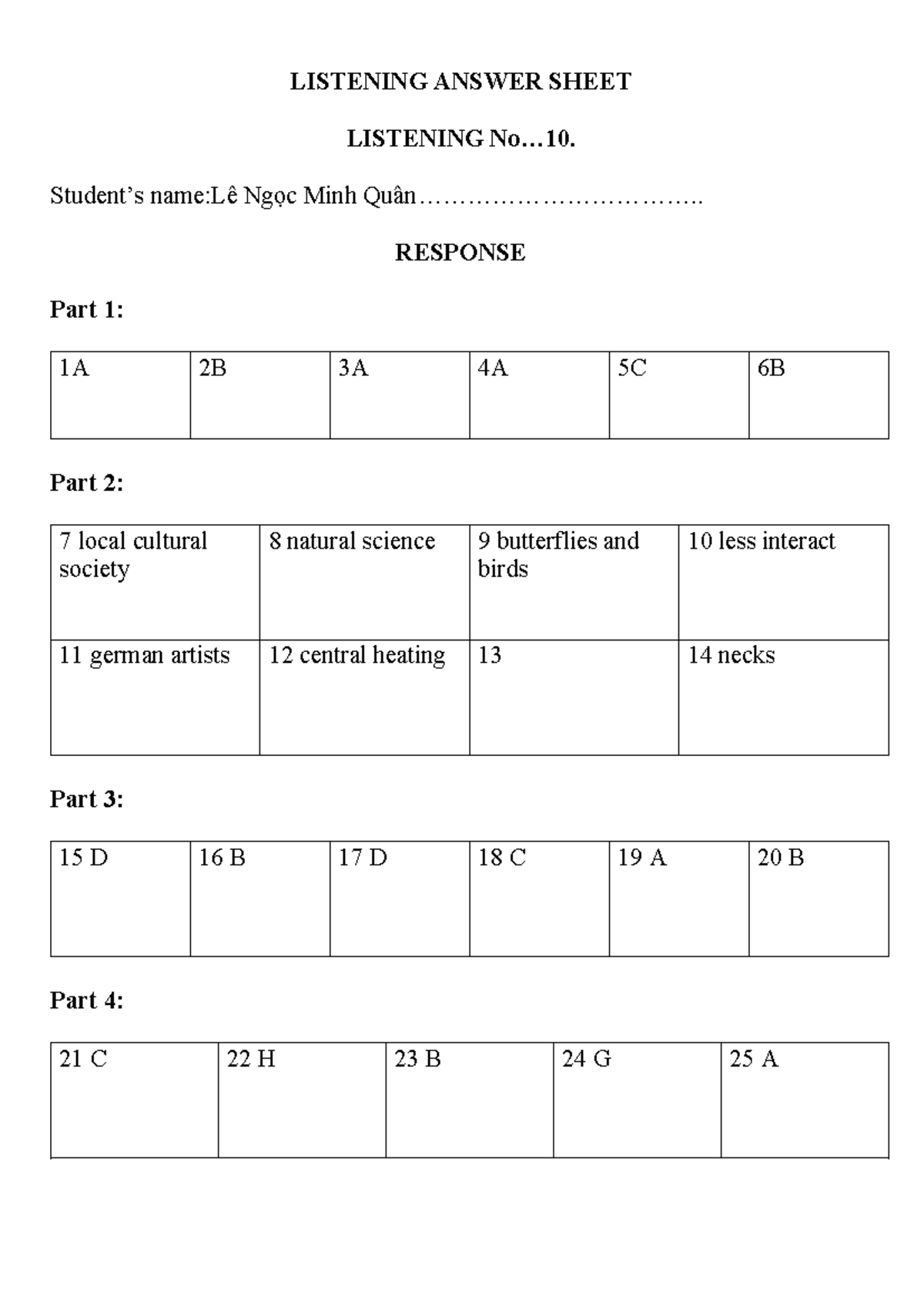 Listening Answer Sheetêjejejjejejejejejenne - LISTENING ANSWER SHEET ...