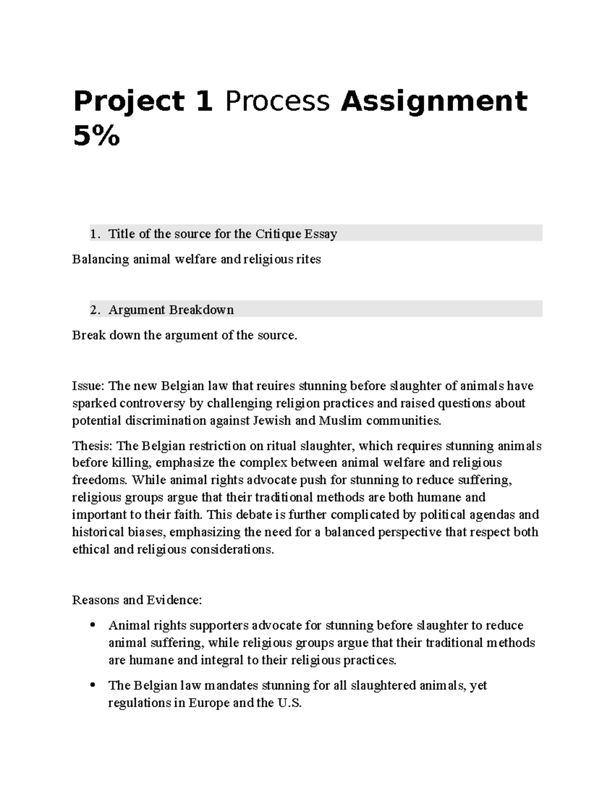 Project 1 Process assignment - Project 1 Process Assignment 5% 1. Title of the source for the ...