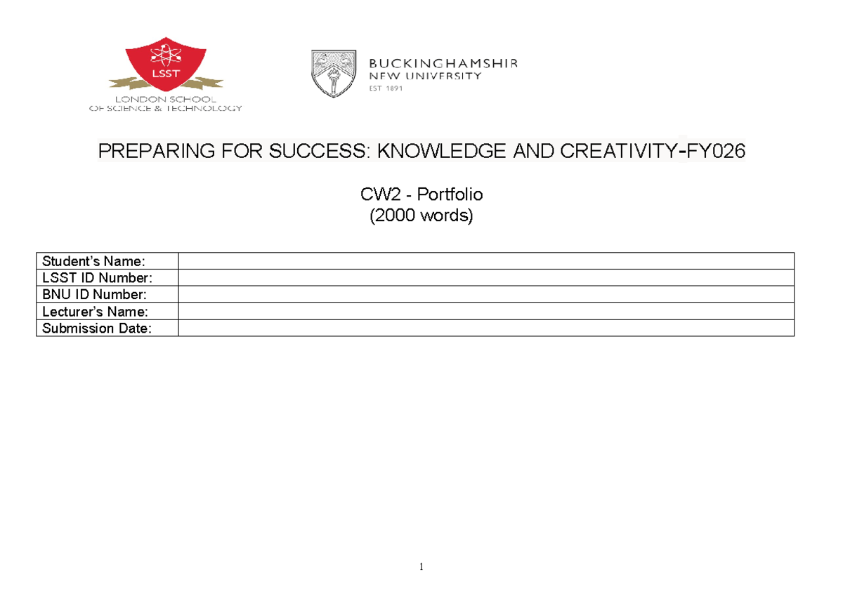 Cover page and further guide PSKC CW2 - PREPARING FOR SUCCESS ...