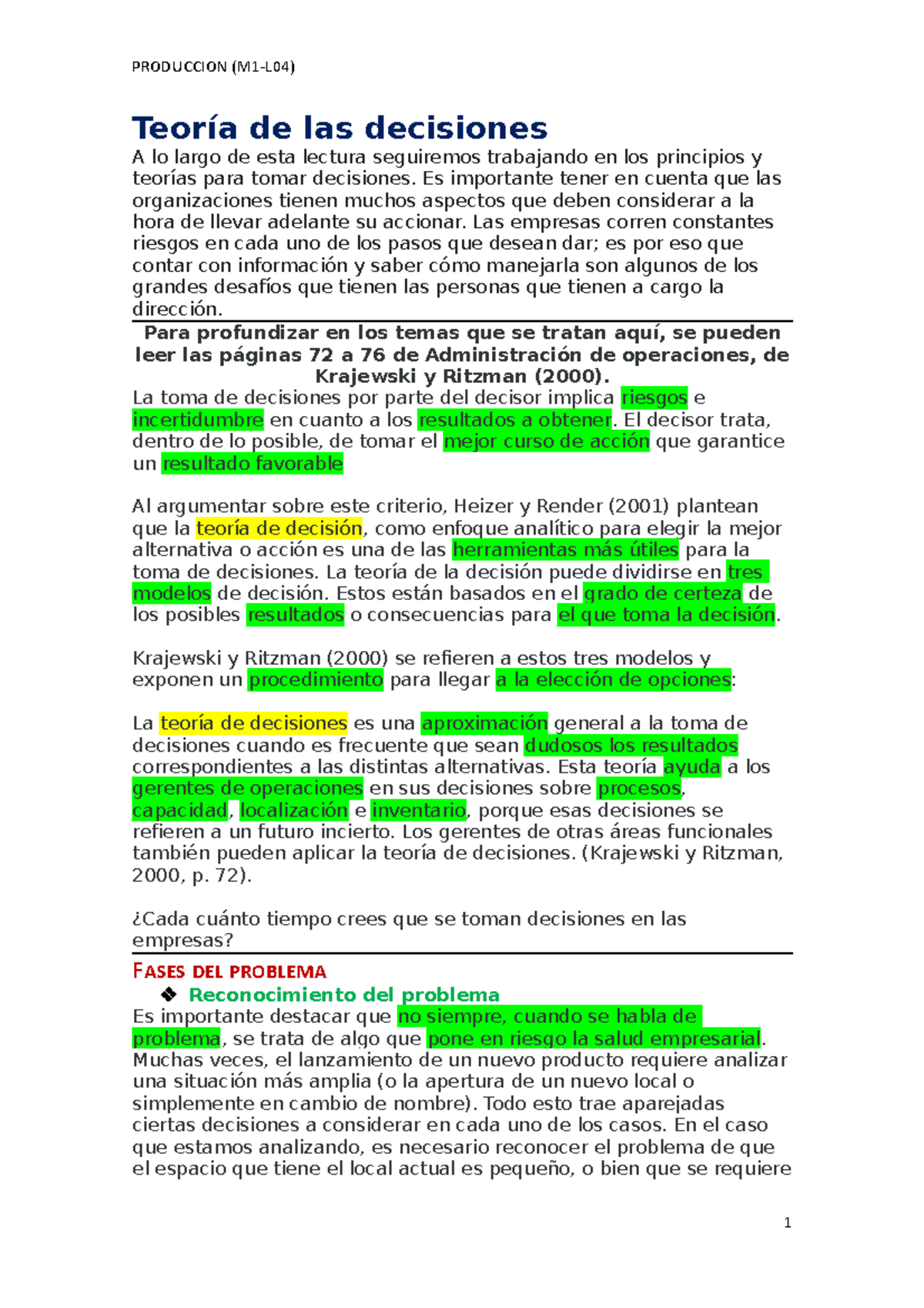 Teoría de las decisiones (M1-L04) - Teoría de las decisiones A lo largo ...