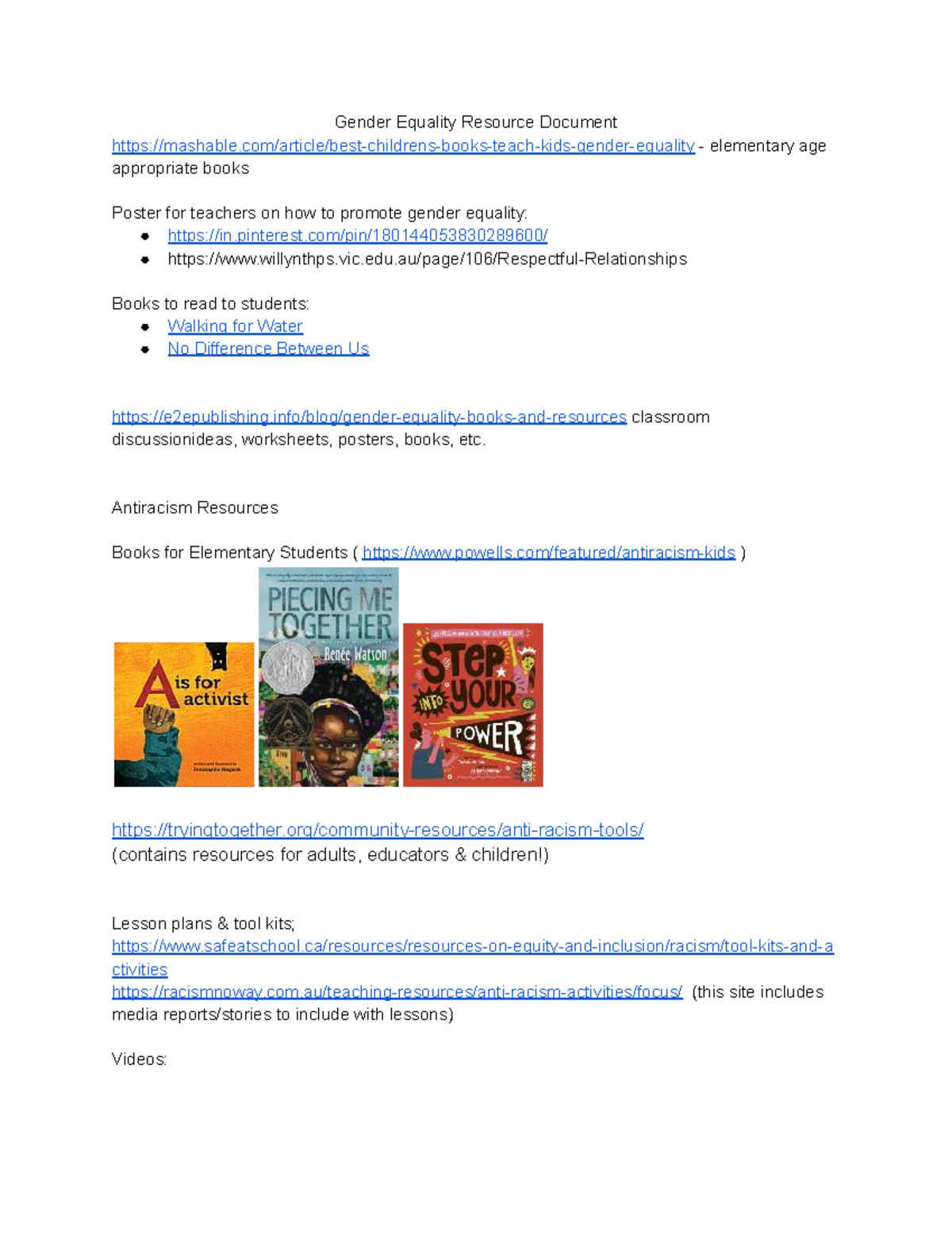 Gender Equality Resource Document - Gender Equality Resource Document ...